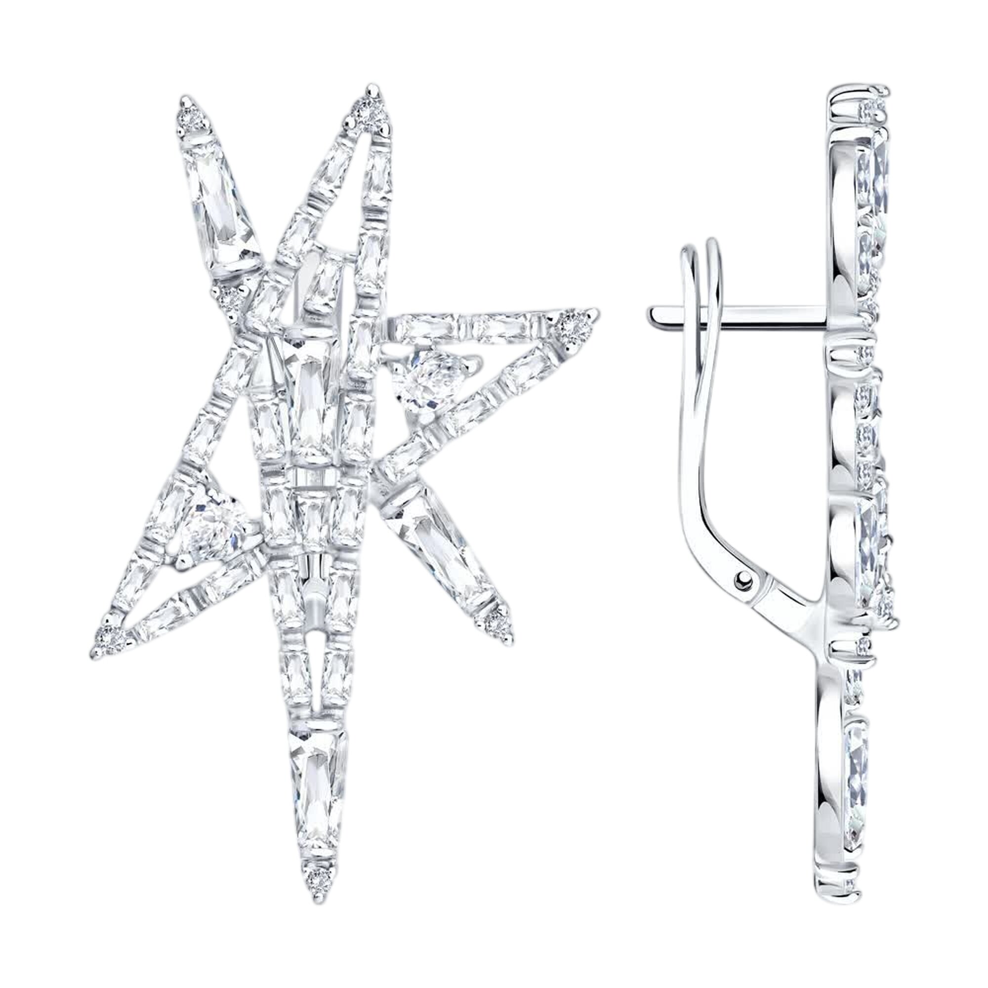 Серьги Diamant online, серебро, 925 проба, родирование, фианит