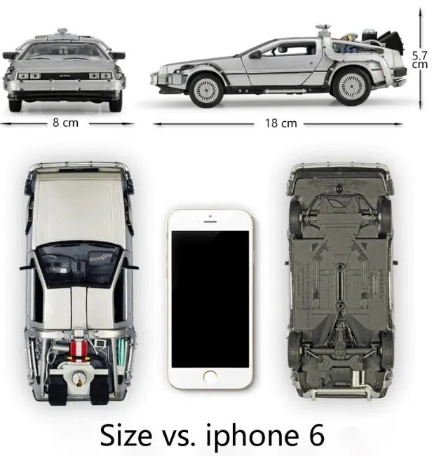 Машинка DeLorean Time Machine Back To The Future II 1:24 Diecast Metal 8+ Гоночная машина — фото 1