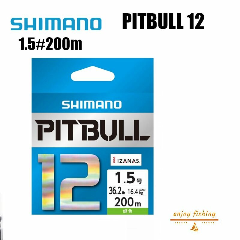 SHIMANO PL-77FV PITBULL 12 BRAID 1.5 PE 200 м зелёный плетёный шнур для рыбалки