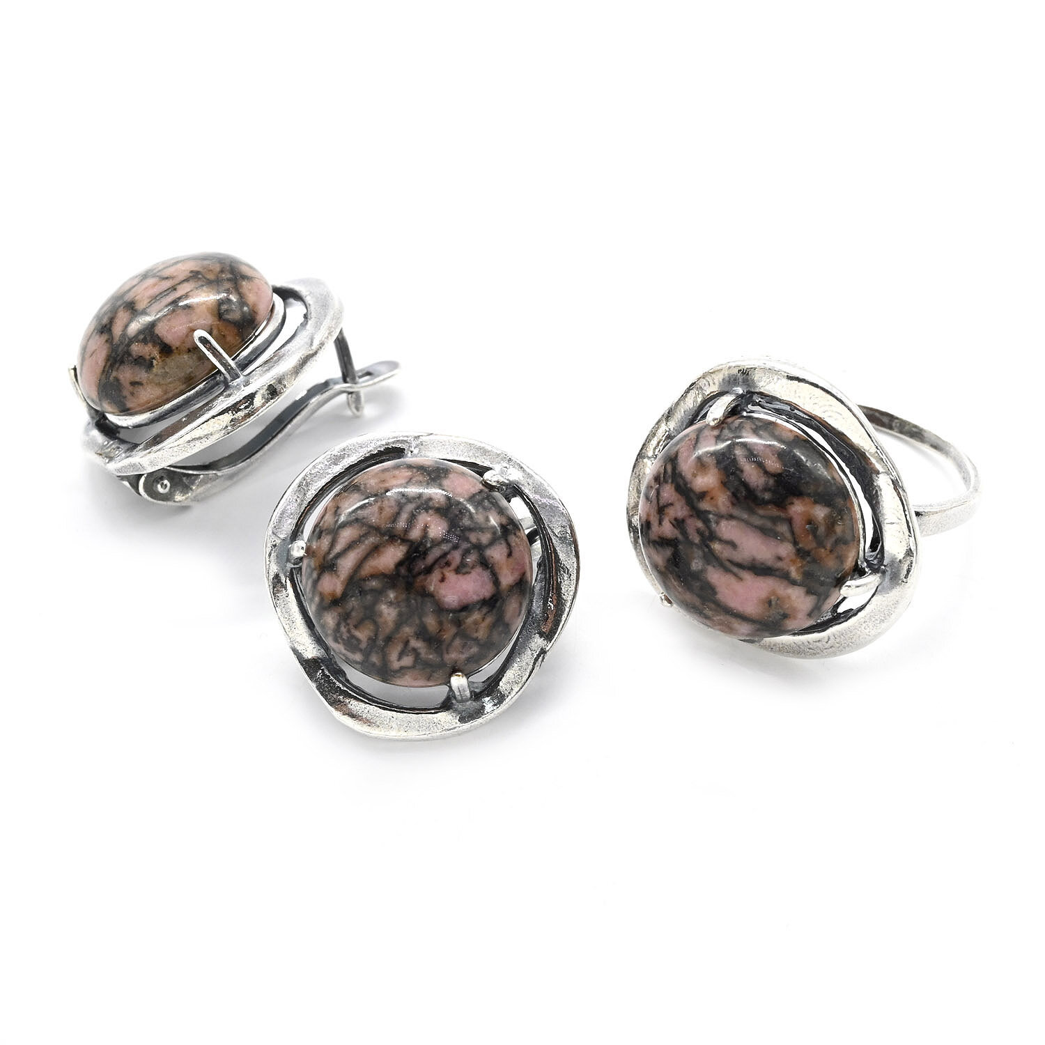 Комплект бижутерии: кольцо, родонит