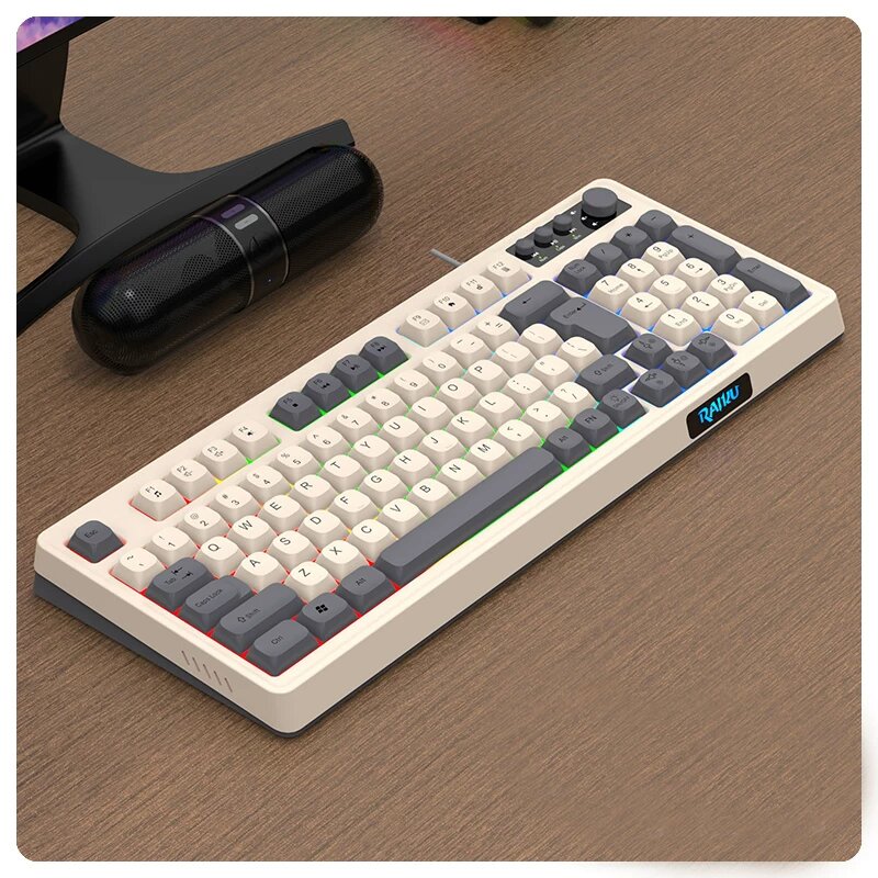 Комплект проводной клавиатуры и мыши Leikui с цветными блоками для игр, механический, для настольного компьютера,