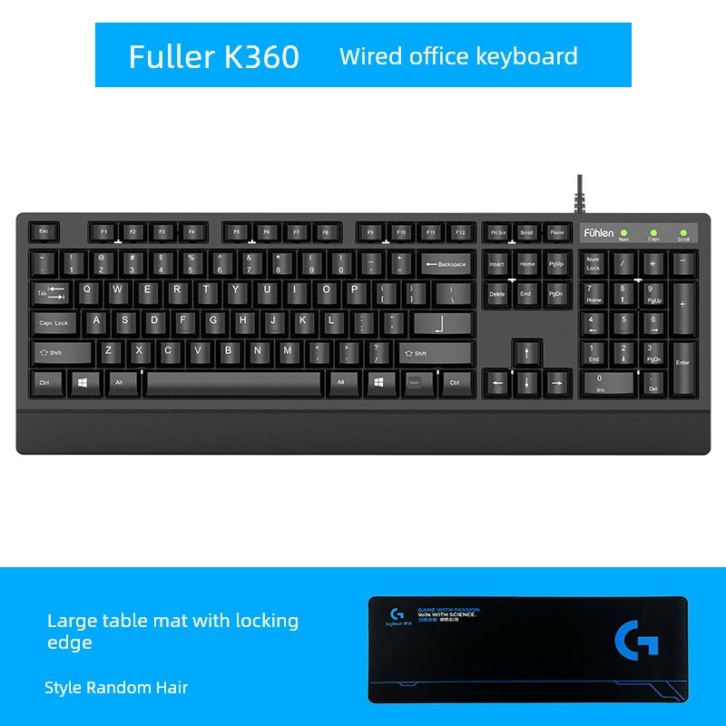 Проводная клавиатура Fuller k360 для настольных и портативных компьютеров, домашнего использования, интерфейс USB, для