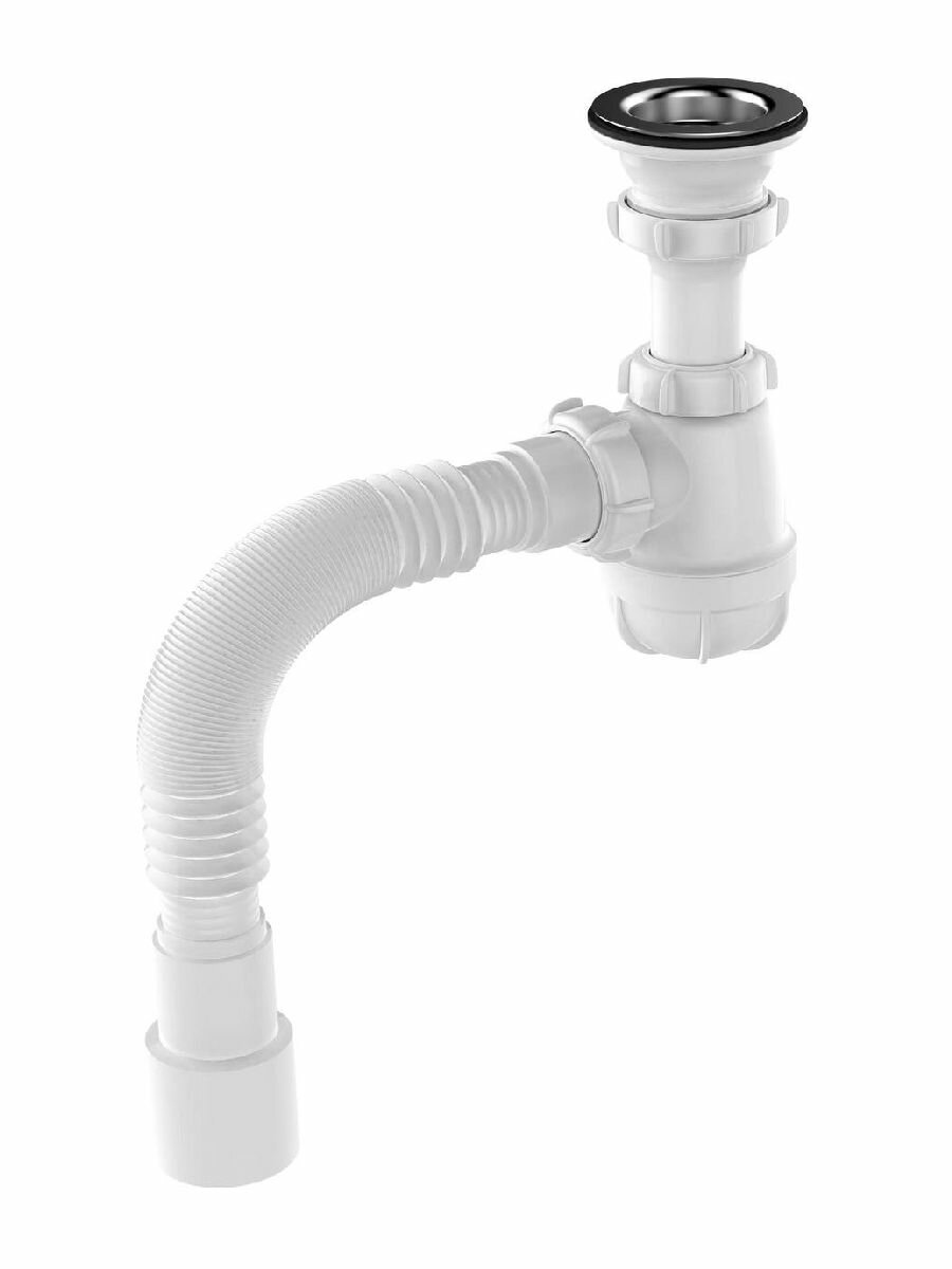 Сифон для умывальника 1 1/2"х40 с метал решеткой, гидрозатвор 40х40/50, белый