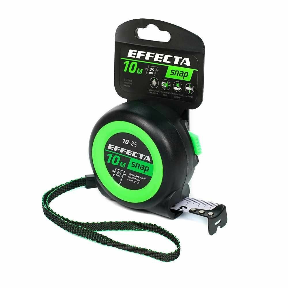 Рулетка EFFECTA SNAP автостоп, 10 м, 25 мм 561025