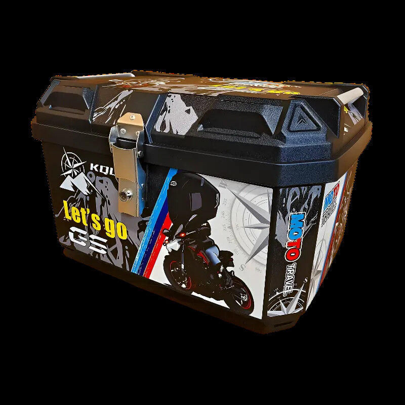 80-литровый мотоциклетный багажник, большой объем, багажник для электромобиля, ящик для инструментов, педаль, гоночный ящик, черный рыцарь, ящик для доставки