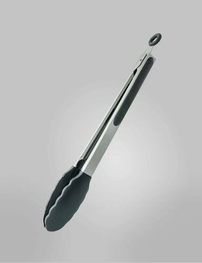 Щипцы кухонные Letihome ANGLE BLACK - щипцы для гриля и барбекю 34 см из силикона и нержавеющей стали