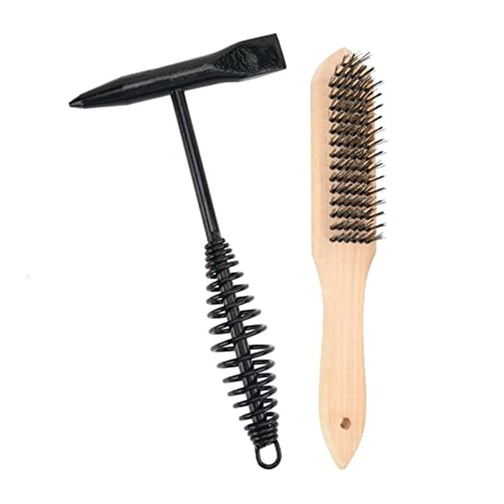 Молоток сварочный с пружинной ручкой и проволочной щеткой для удаления шлака и ржавчины