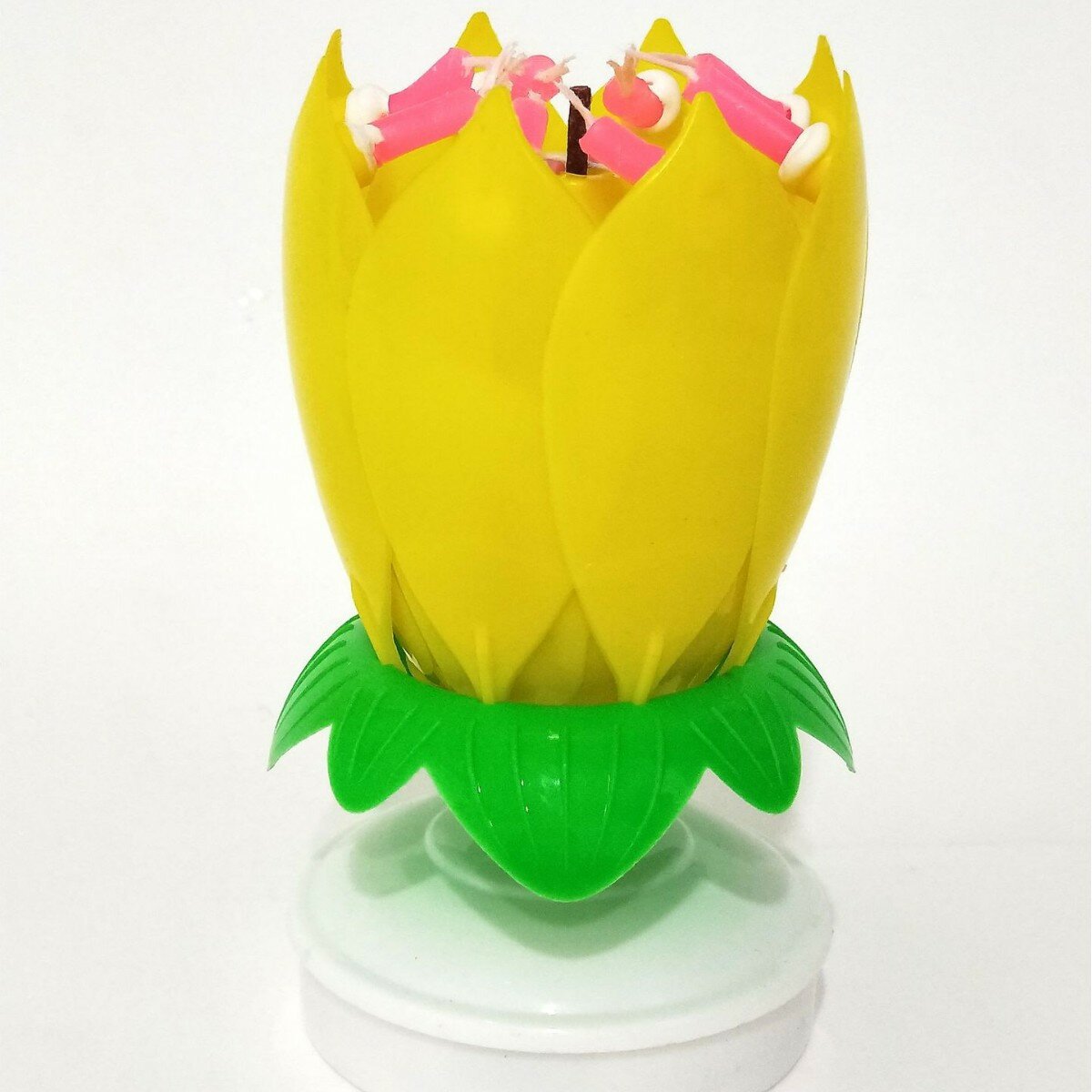 Электронная свеча на день рождения, лотос, двухслойная, вращающаяся, для создания атмосферы на празднике, креативная музыкальная свеча для украшения торта