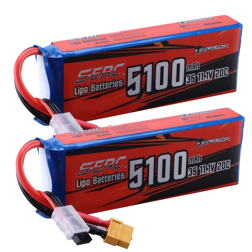 SUNPADOW 3S LiPo аккумулятор 11,1В 2250-5100 мАч XT60 для RC автомобилей 5100-3S-20C-2pcs