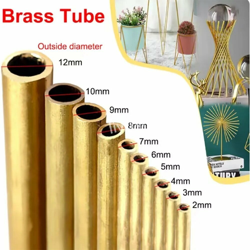Латунная круглая трубка, длина 300 мм, наружный диаметр 2-15 мм, толщина стенки 0,5 мм