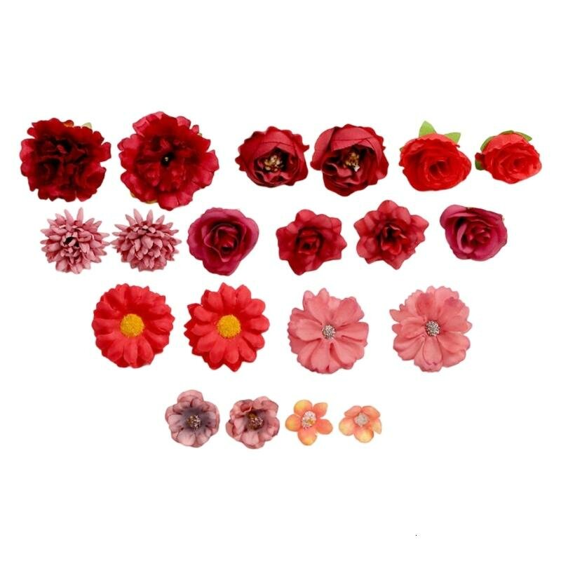 Искусственные цветы для букетов и бутоньерок, Красная серия