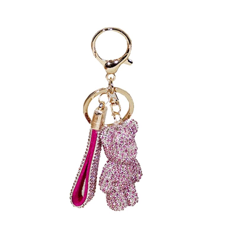 Мини-ключ-браслет с полностью розовыми диамантами, элегантный брелок для авто