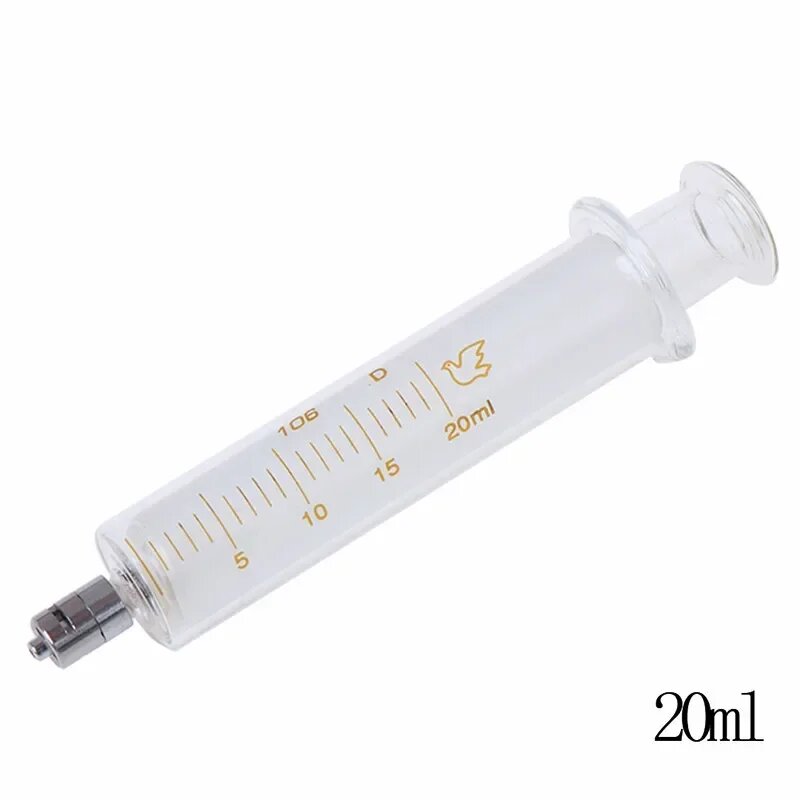 Многоразовый стеклянный шприц Luer Lock 1-100 мл Белый, 20ml
