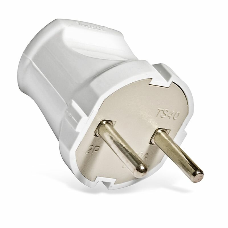 Вилка электрическая 6А 250В без заземл. бел. (еврослот) UNIVersal А113