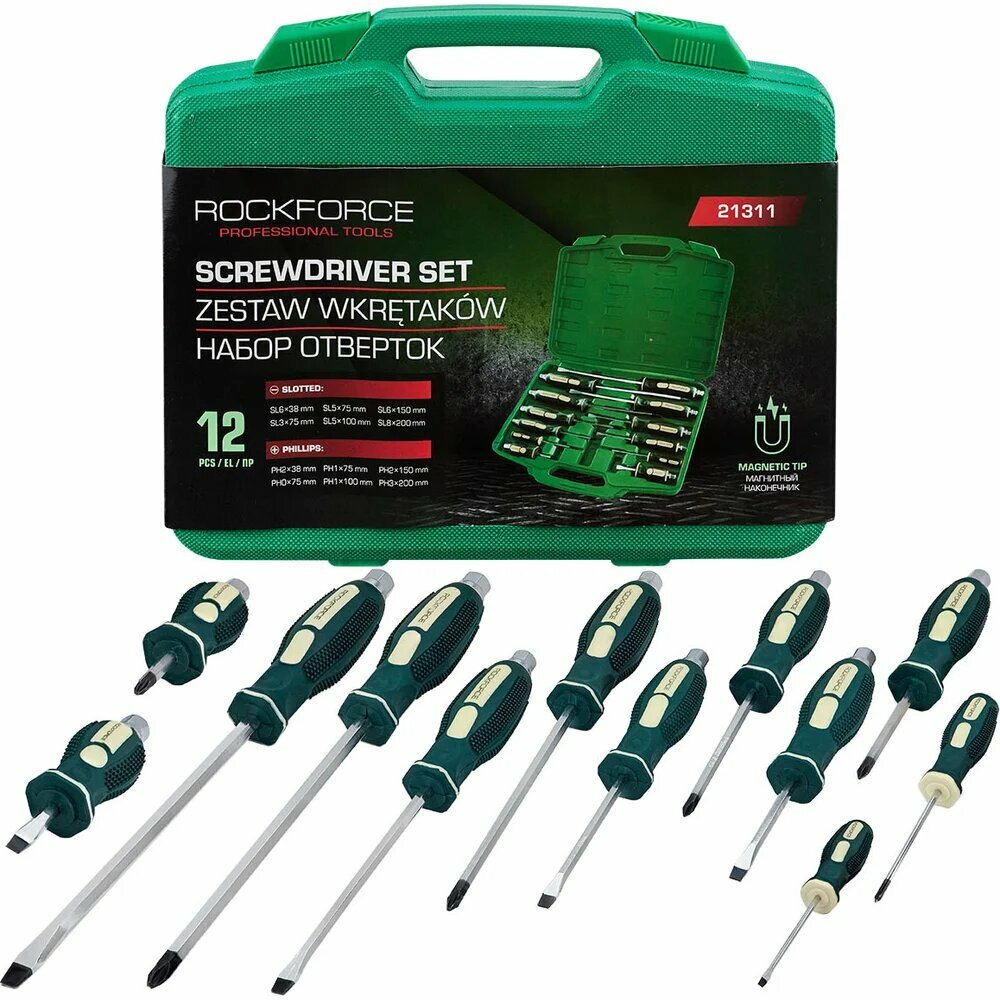 Отвертки ударные Rockforce набор 12 предметов RF-21311(65935)