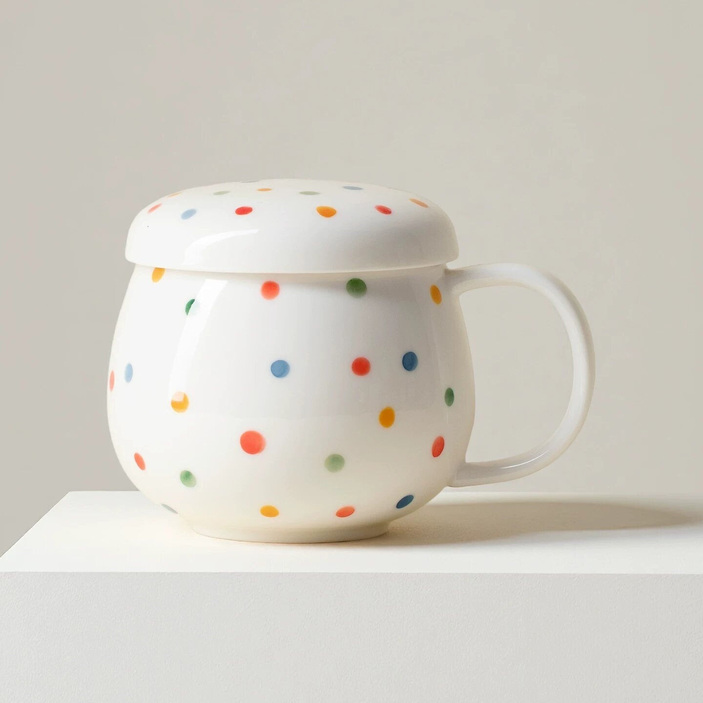 Керамическая офисная кружка Mingzhishan ручной росписи в горошек с крышкой и внутренней вставкой, чашка для заваривания