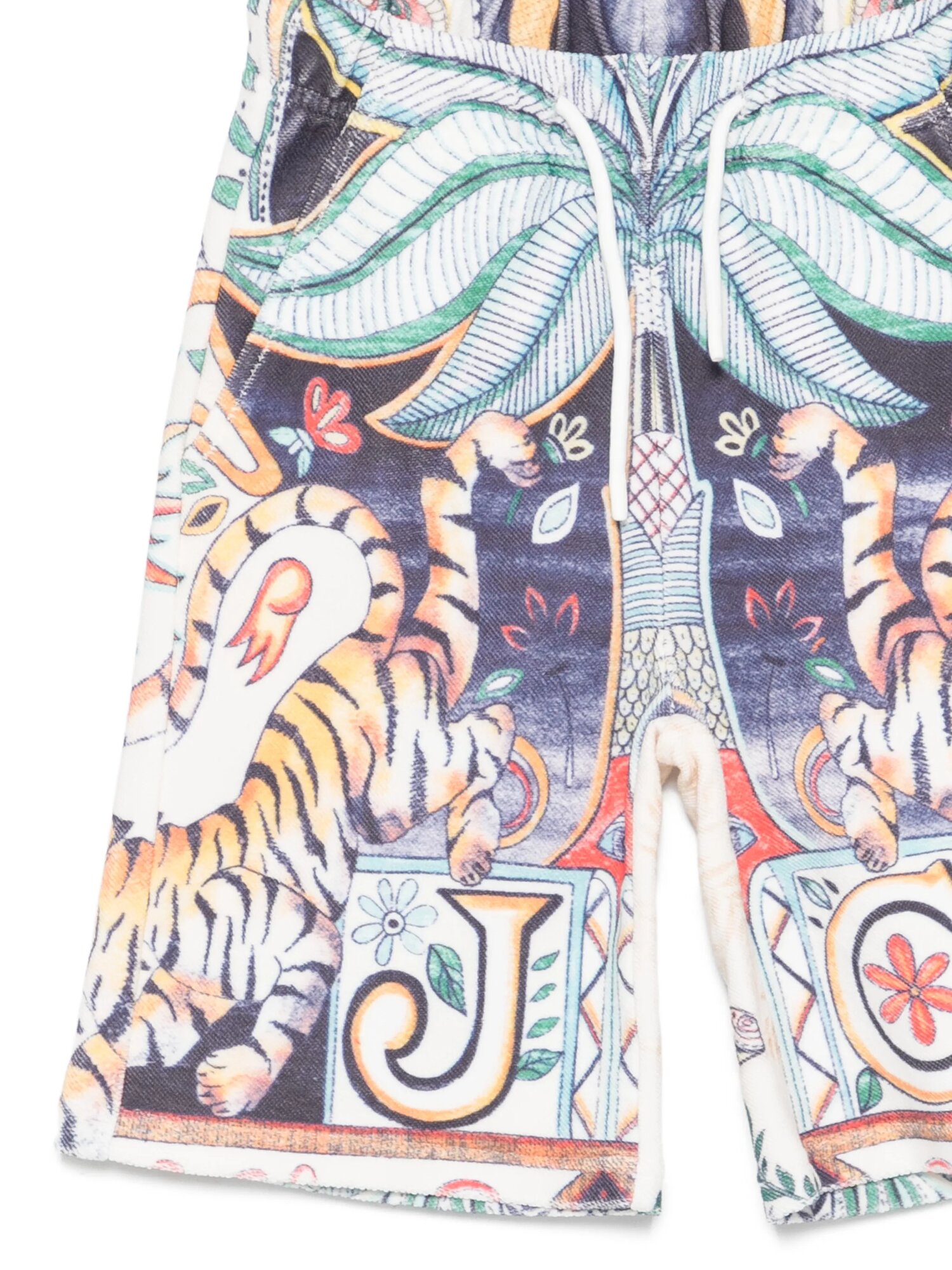Шорты Just Cavalli Tiger-print shorts, размер 14 лет, бежевый/белый — фото 1