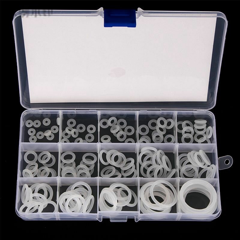 Силиконовые уплотнительные кольца, кольца типа О из силикона, материал белого цвета VMQ, водонепроницаемые и термостойкие, ремонтный комплект с разными размерами, 150 штук в коробке.