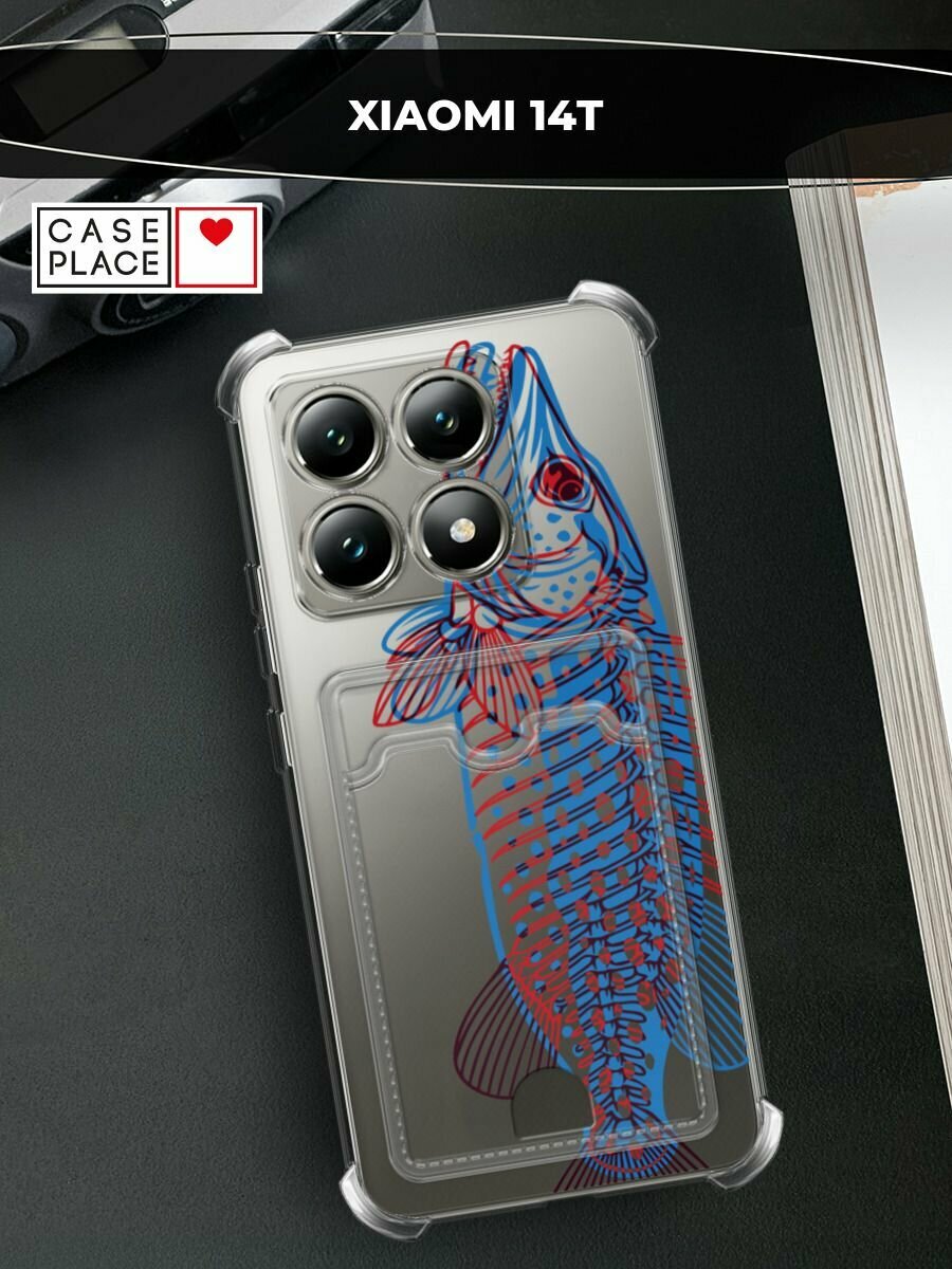 Чехол на Xiaomi 14T (Сяоми 14T) с картой и принтом Рыба вертикаль