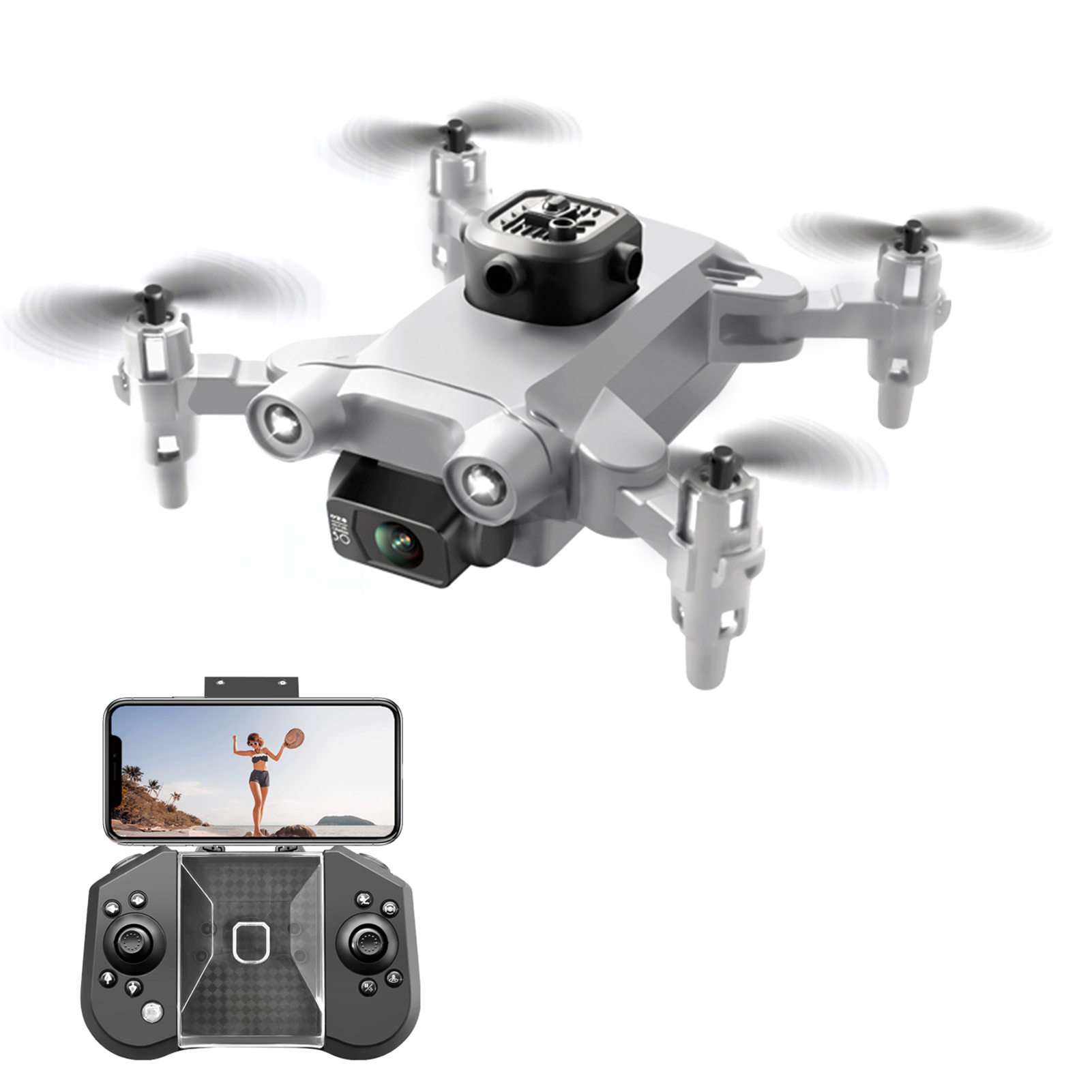 Беспилотник с пультом управления, с двойной камерой 4K, с обходом препятствий, с трековым полетом, с жестовым фото и видео, с удержанием высоты, с безголовым режимом, квадрокоптер для взрослых и детей, камера спереди: разрешение фото 4090*2160P, видео