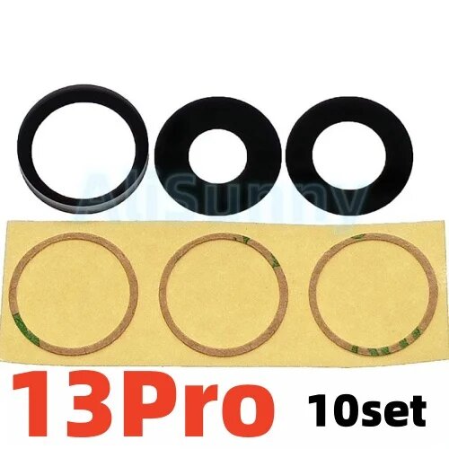 AliSunny, 10 комплектов, стеклянные линзы для задней камеры для iPhone 15 14 Plus 11 12 13 Rro Max A +, задняя крышка, объектив, наклейка 3 м 10set 13Pro