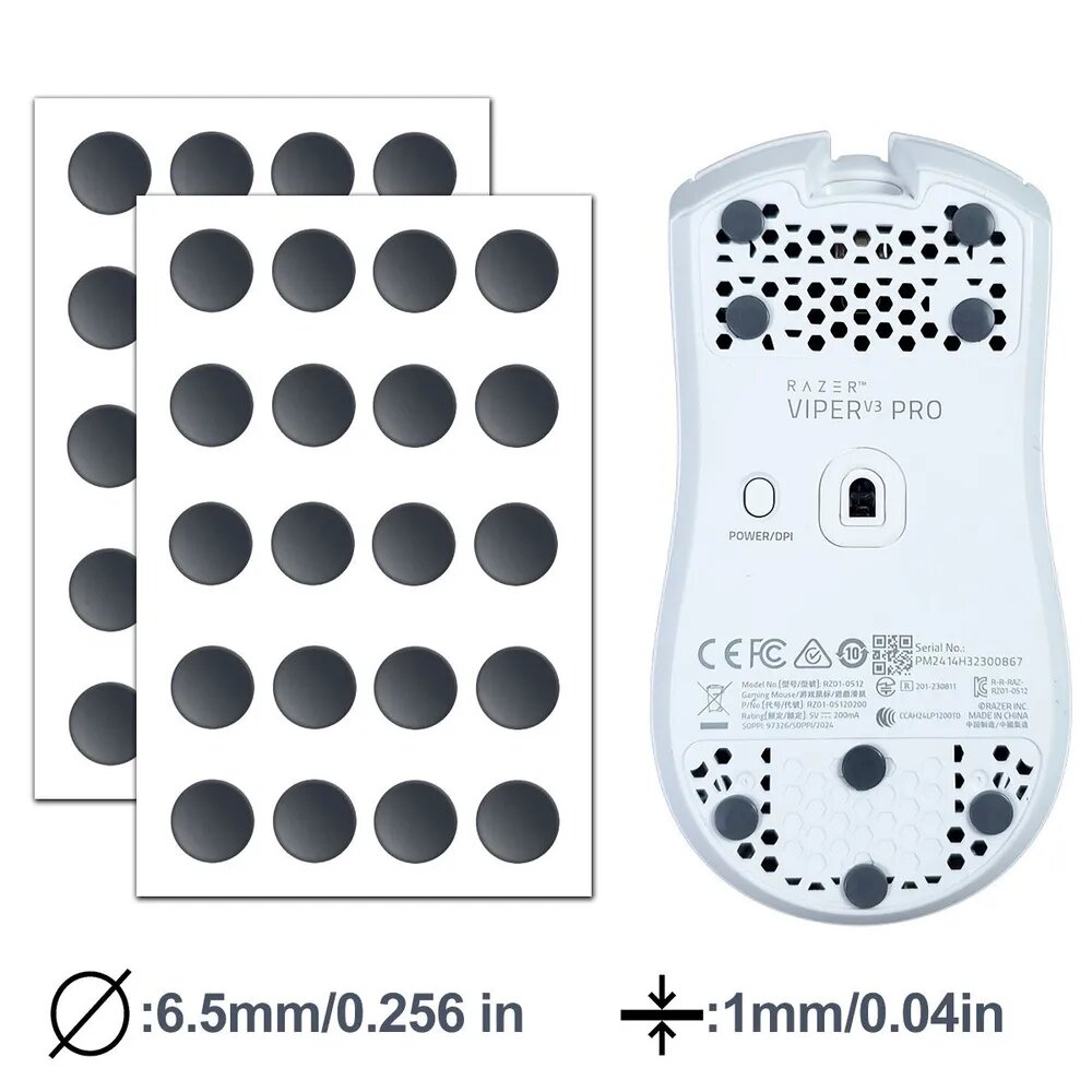 Ножки для мыши (глайды) X-Raypad Obsidian PRO Air U-PE Universal D6.5mm Dot Mouse Skates, универсальные, 1.0мм, D 6.5мм, 40шт