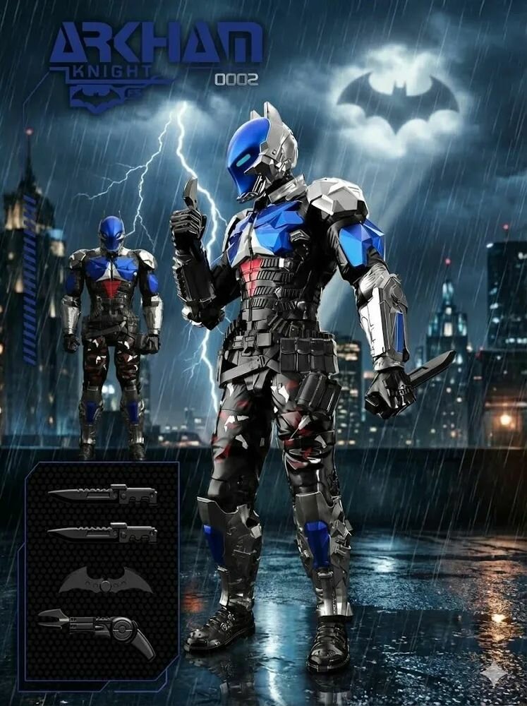 Сборная модель Batman Arkham Knight 17 см: Бэтмен, Детстроук, Красный Колпак, пластиковый конструктор