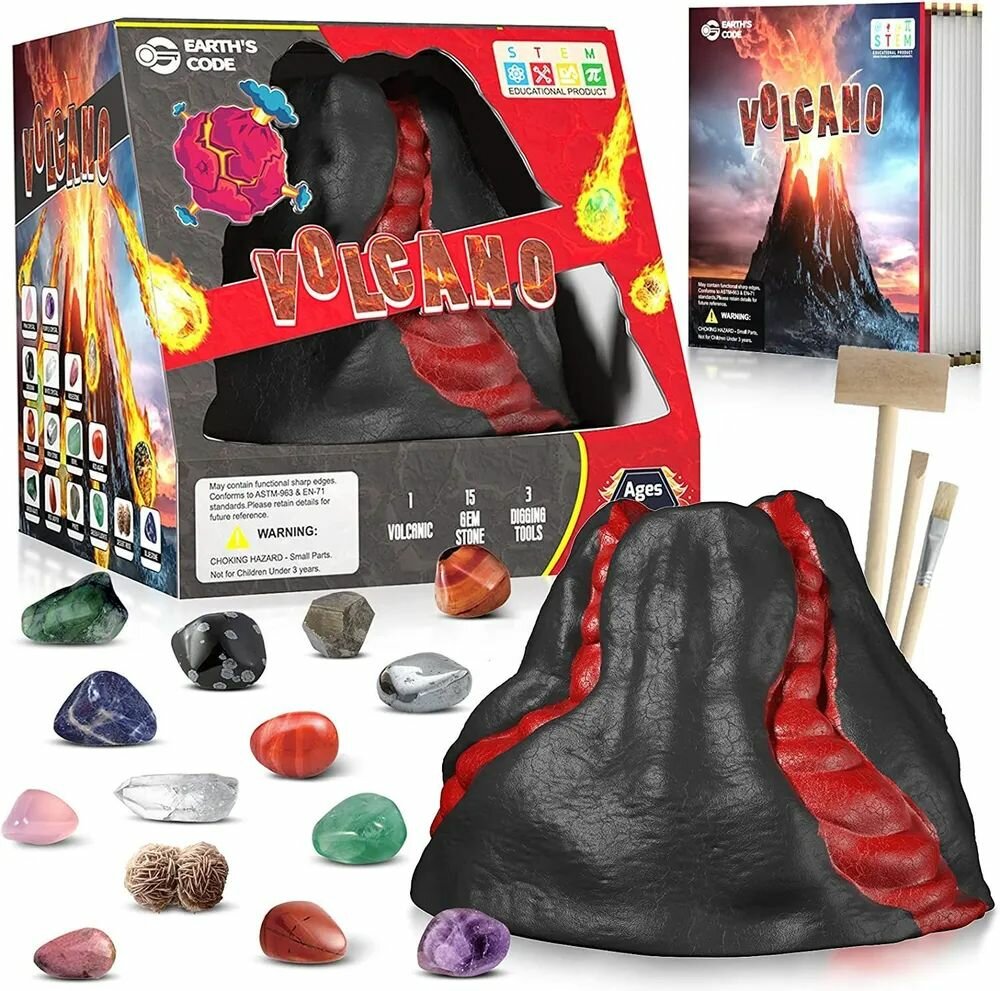 Big Dig 15 Real Gems, набор для сбора камней, игрушка для раскопок вулканических минераловWLS
