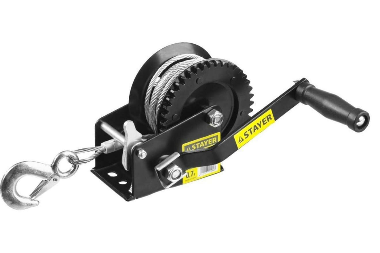 STAYER MAXPull, 0.7т, 8 м, Ручная барабанная тросовая лебедка