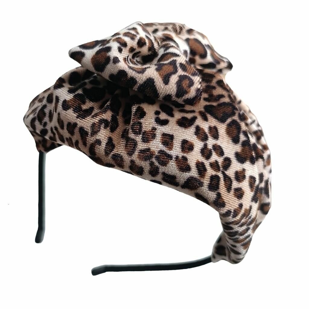 Бант-ободок для волос, Бант коричневый леопардовый pr