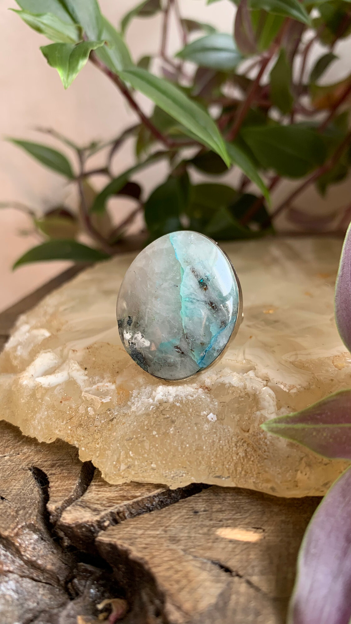 Кольцо-кулон, хризоколла