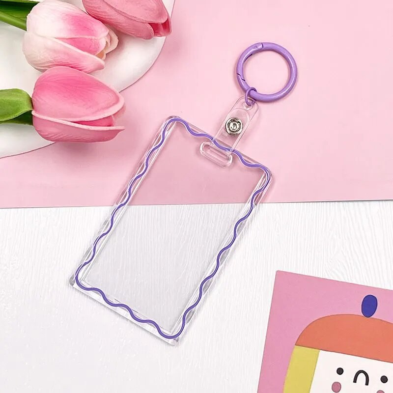 Акриловый держатель для карт прозрачный с цветной окантовкой 6.5х10.5см органайзер для визиток и пропусков