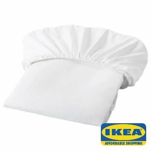 IKEA Наматрасник 60x120 белый, защитное покрытие на матрас для детской кровати, легко стирается