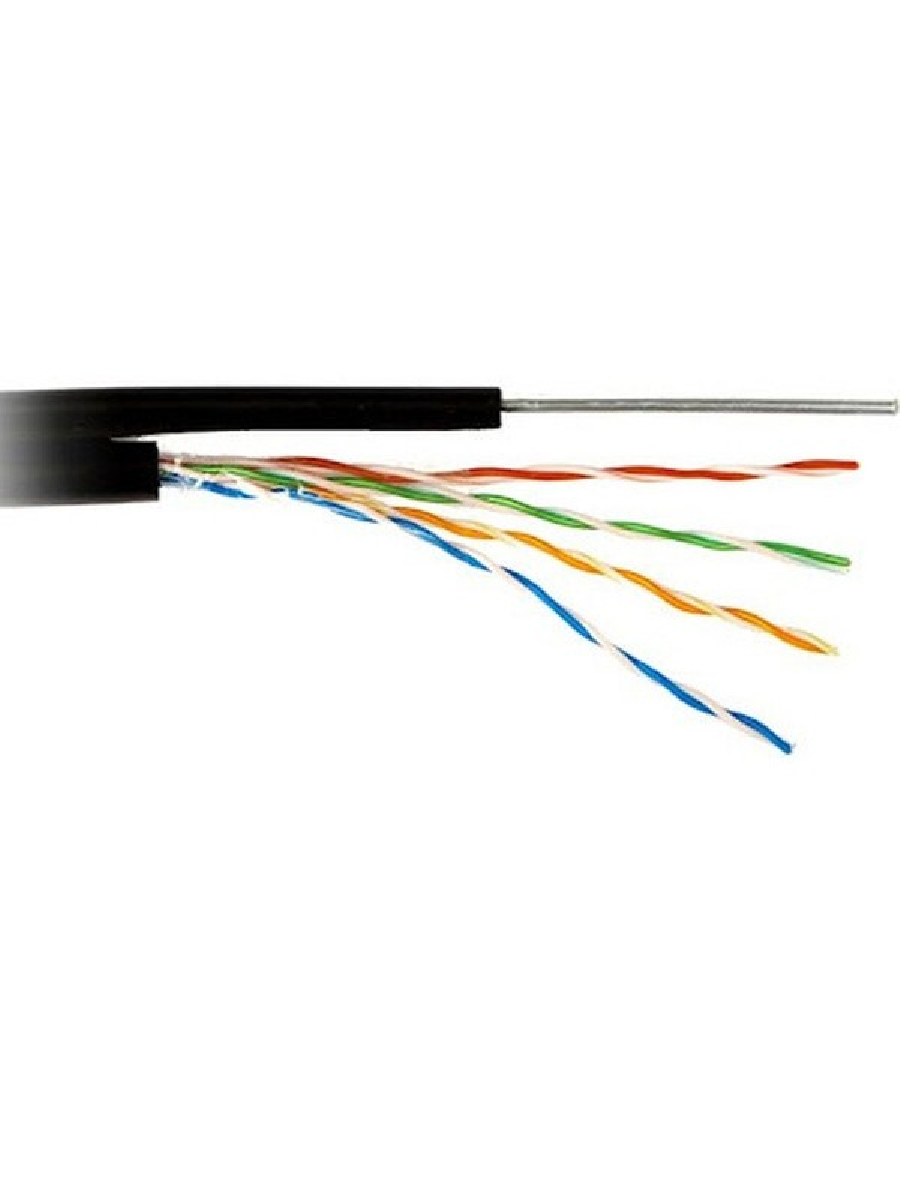 Кабель витая пара U/UTP 5e кат. 4 пары Neomax NM10041 24AWG(0.50 мм), медь, с троссом, PE, чёрный, уп/305м