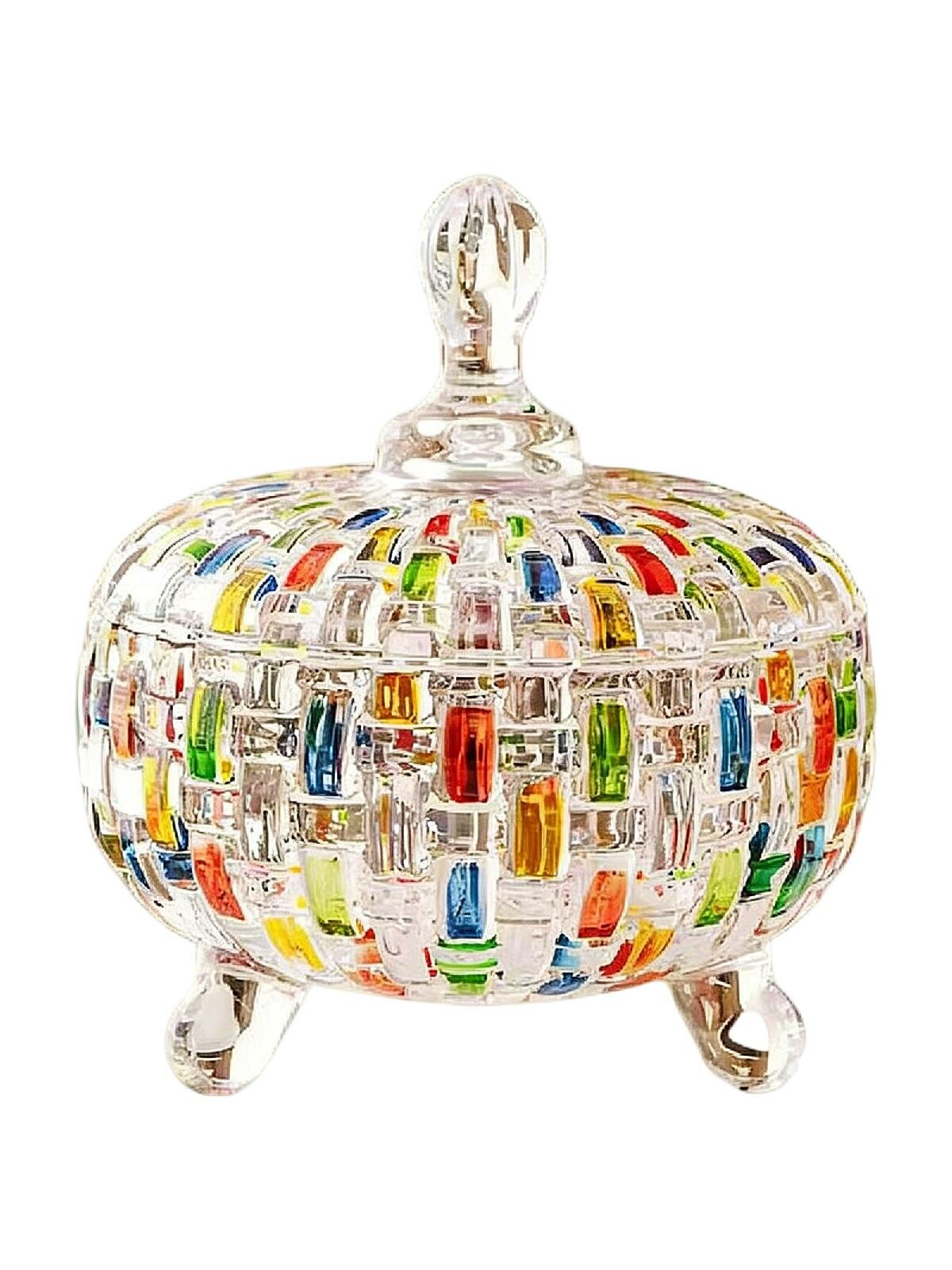 Разноцветная банка для конфет, декоративное блюдо для конфет, Хрустальные стаканы, конфетница с крышкой