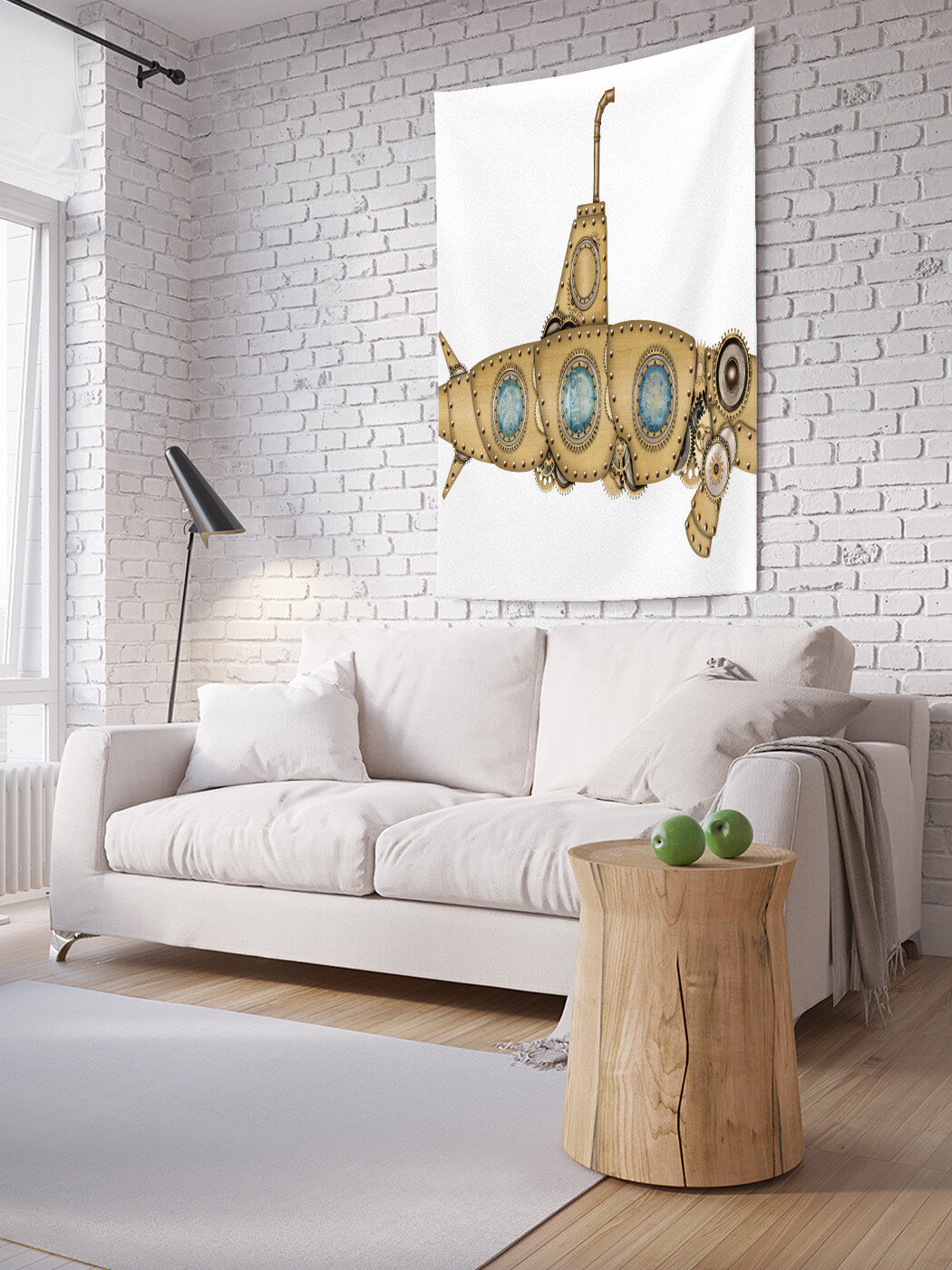 Вертикальное фотопанно на стену JoyArty "Подводная лодка", из ткани, 150х200 см