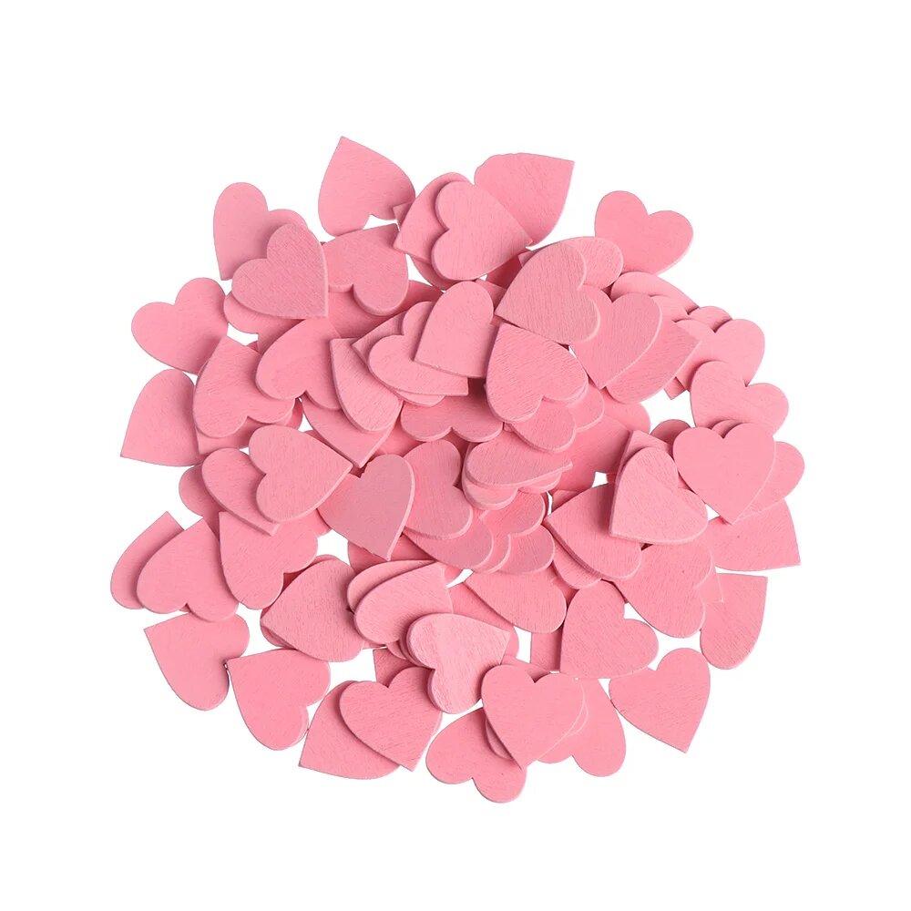 Деревянные сердечки красные 18 мм 100 шт Розовый, pink