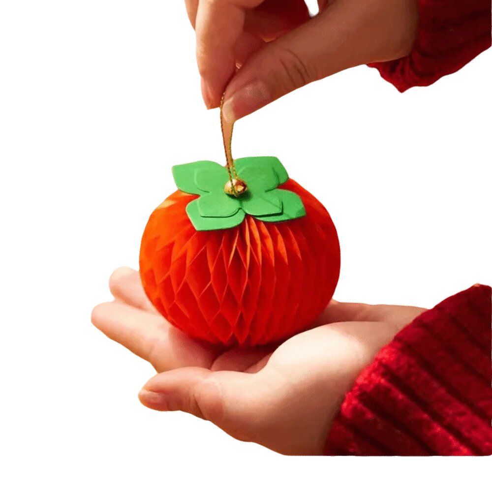 Оригами хурма картон оранжевый/зеленый Orange-S