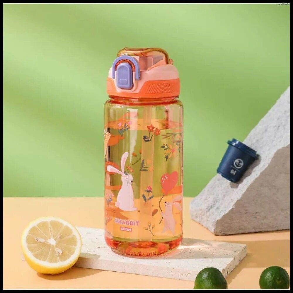 Бутылка детская с трубочкой, поильник 600 мл, фиолетовый