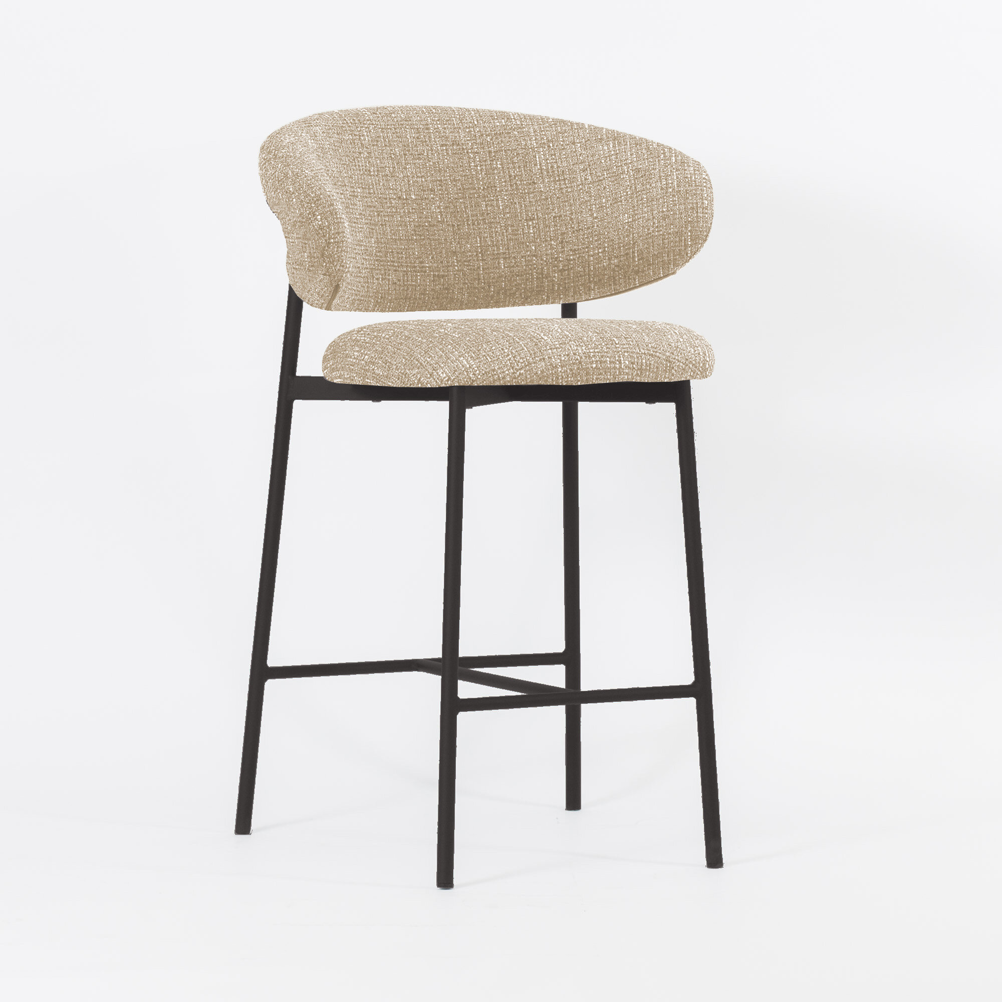 Стул полубарный Феррара бежевая ткань ножки черные для дома/для гостиной/для столовой/для кафе/кухонный стул/стул кухонный