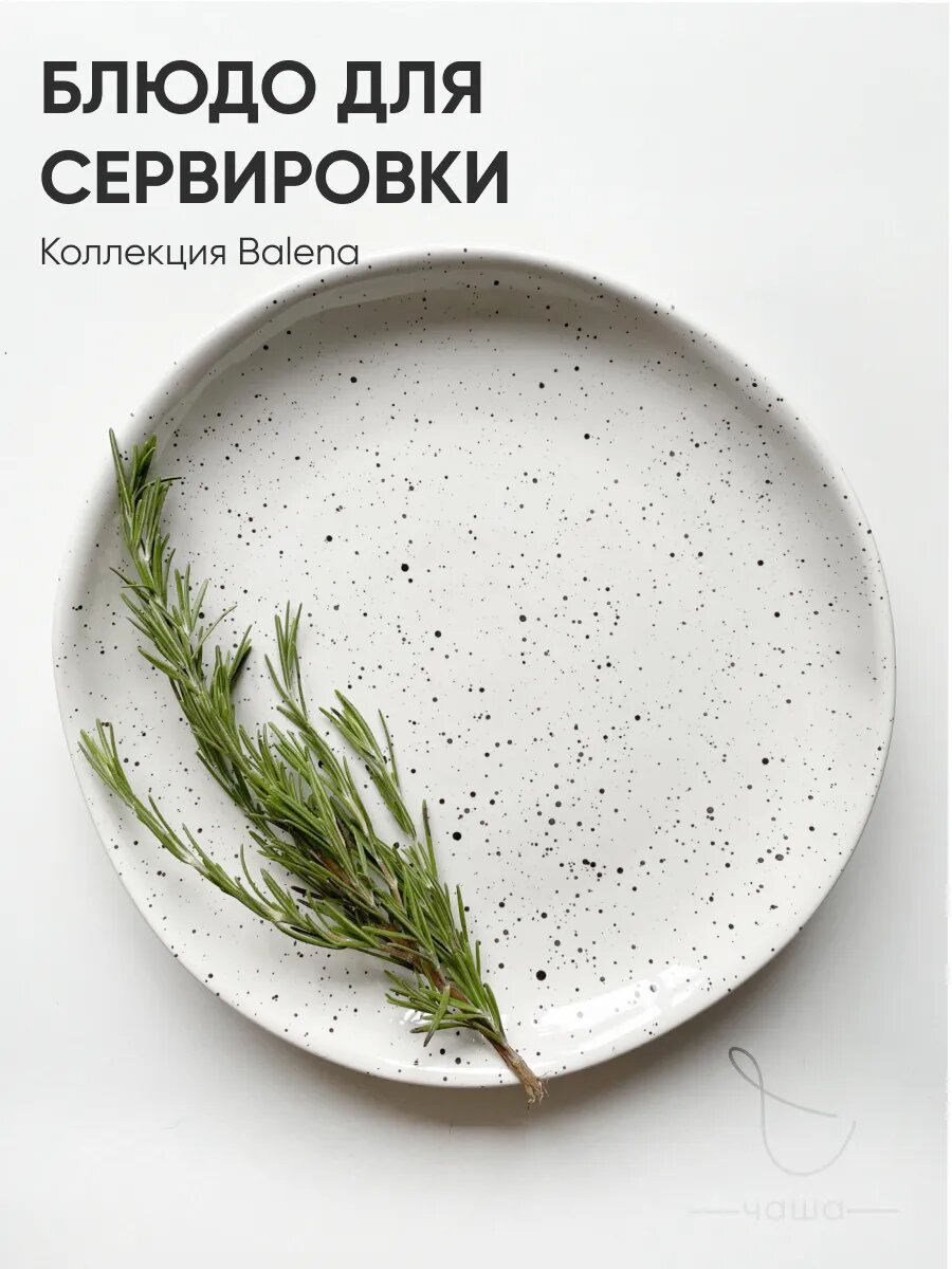 Блюдо большое фарфоровое в крапинку Chasha Balena