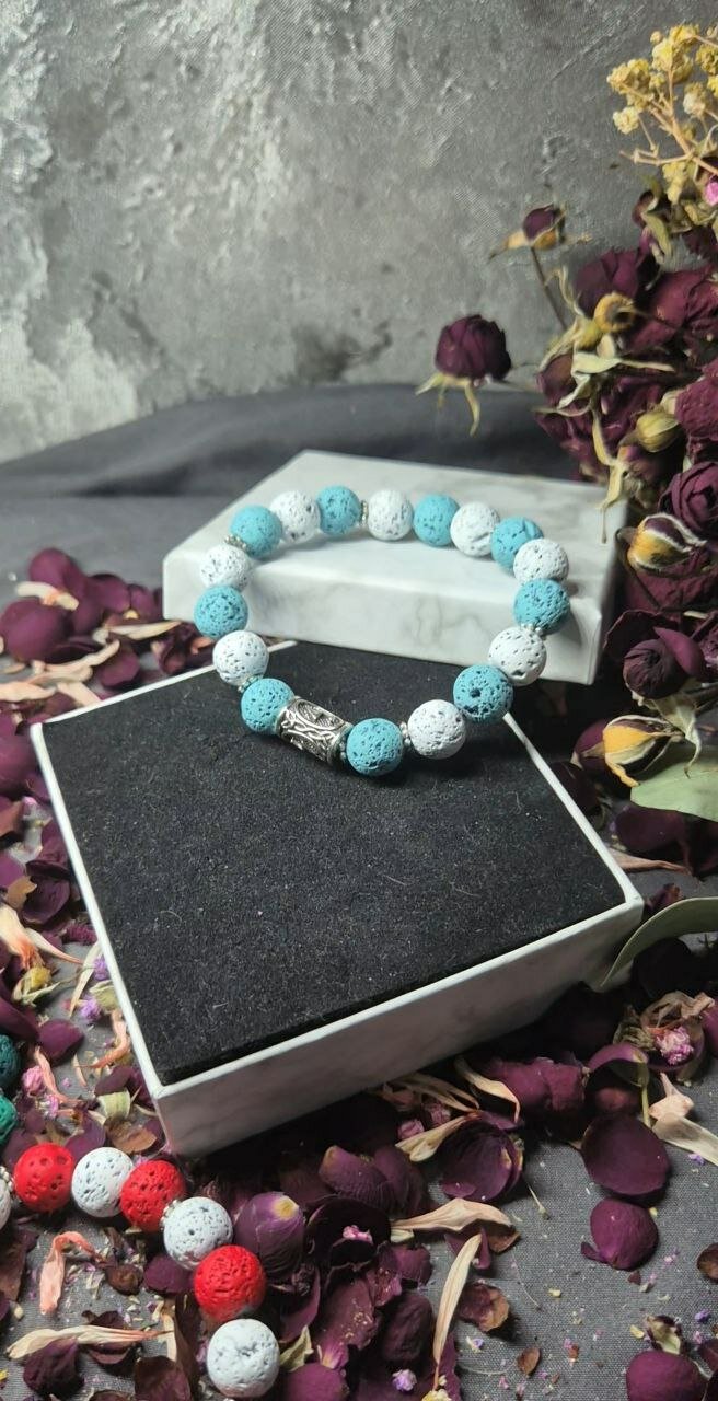 Славянский оберег, плетеный браслет, вулканическая лава