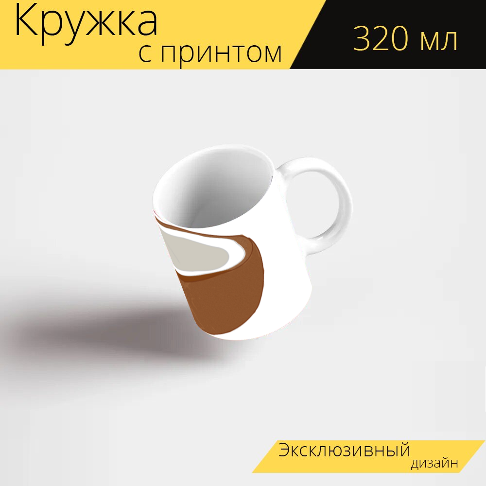 Кружка с рисунком, принтом "Кокос, кокосовый, тропический" 320 мл.