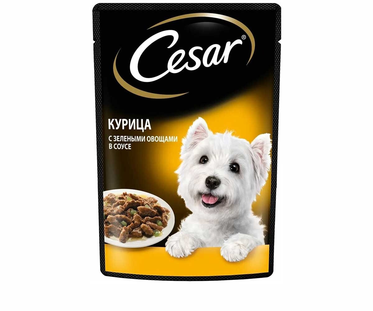 Корм Cesar, влажный, для собак, курица и овощи в соусе, 85 гр.