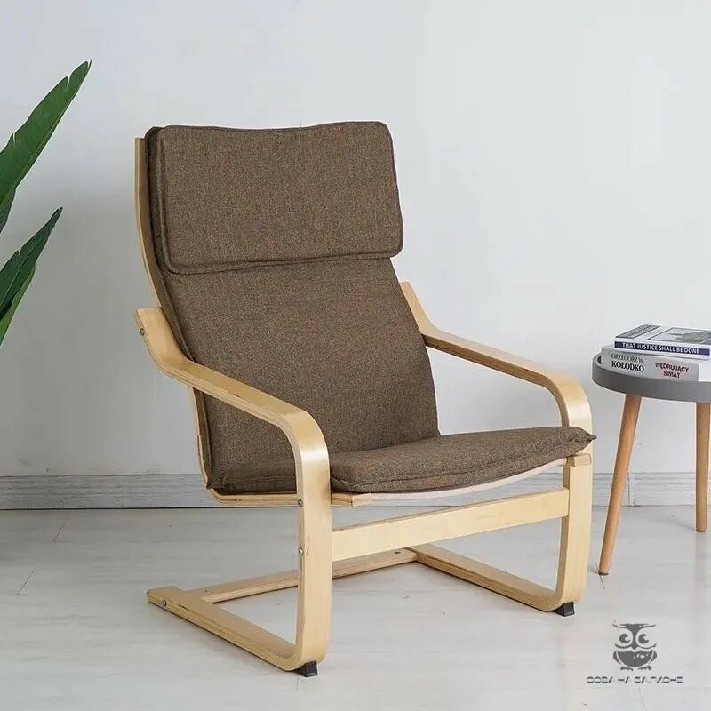 Кресло сова на балконе "Poan", с подлокотниками, гнутоклееный каркас, рогожка, коричневое