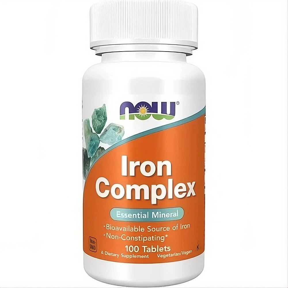 Комплекс железа NOW Iron Complex, 100 таблеток, против анемии