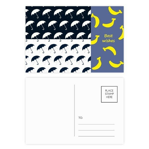 Чёрно - белый зонтик дождевой день банан - открытка набор благодарность