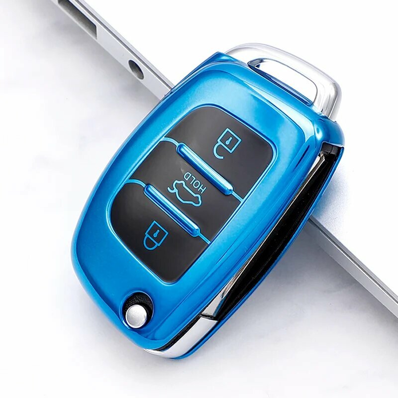 Чехол для автомобильного ключа из ТПУ для Hyundai Tucson Creta Ix25 I10 I20 I30 Verna Mistra blue