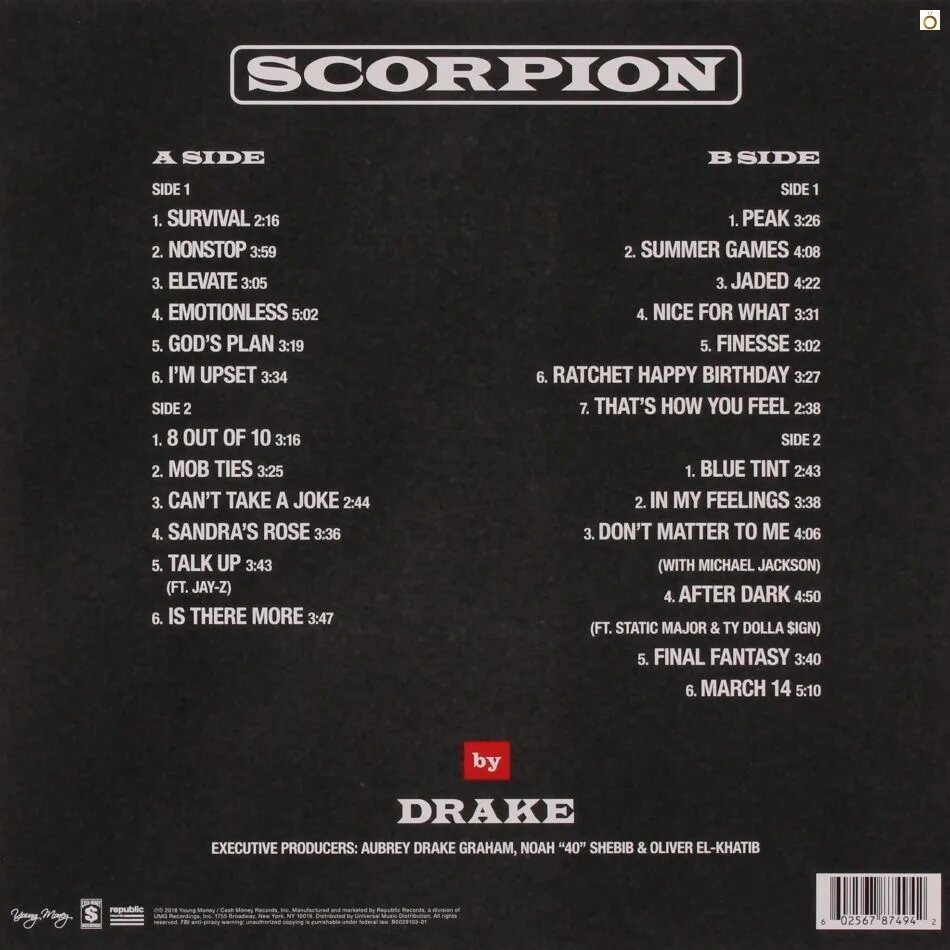 Drake - Scorpion (2018) Виниловая пластинка, Европейский Союз, альбом, 2LP, Still Sealed — фото 1