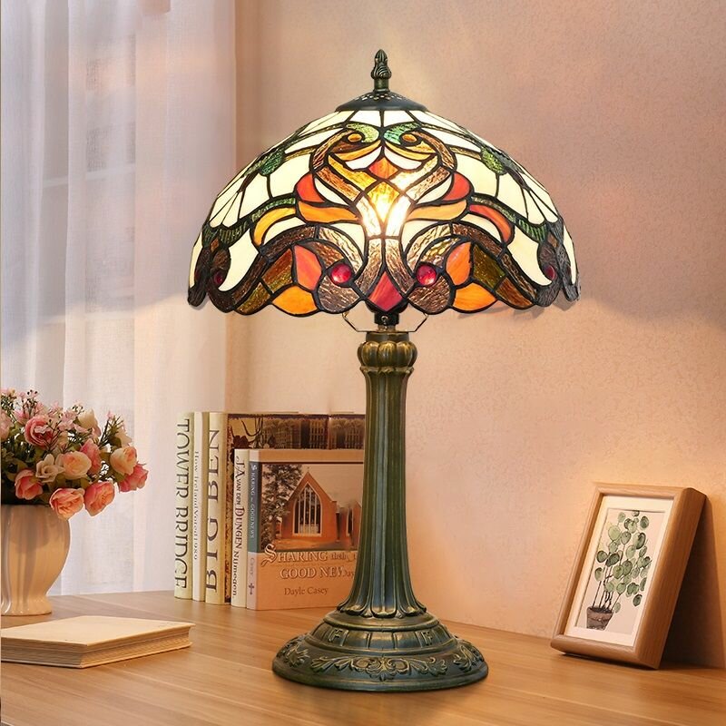 Настольная лампа из витражного стекла Тиффани, ретро-лампа